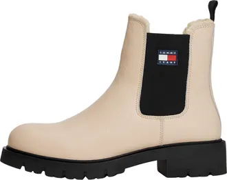 Tommy Jeans Damen Chelsea Boots mit Innenfutter, Beige (White Clay), 37