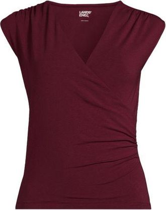 Lands End Leichtes Wickeltop aus Baumwolle/Modal-Mix, Damen, Größe:44-46 regular, Rot, Elasthan/Baumwoll-Mischung/Baumwolle Modal, by Lands End
