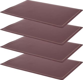 OSALADI 4 St&uuml;ck PU Leder Tischsets rutschfest Hitzebest&auml;ndig Wasserabweisend Platzsets f&uuml;r Restaurant und Hotel Rot