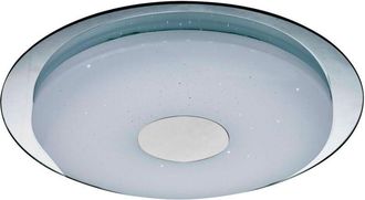 Globo Lighting Deckenleuchte dimmbar mit Fernbedienung Deckenlampe Wohnzimmer mit Sternenhimmel Effekt, opal, 1x led 24 Watt 1500 Lumen warmweiß-kaltweiß