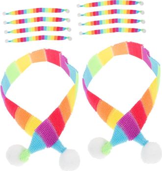 Lurrose Kleiner Weihnachtsmann Schals f&uuml;r Schneemann Deko Weiche Kleiner Strickschals f&uuml;r Puppen und Haustiere 10 St&uuml;ck Vielseitig f&uuml;r Selbstgemacht Weihnacht