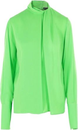 Tom Ford Femme, Blouses et Chemises, Vert, Taille: 38 FR Blouse à manches longues en georgette de soie lavée