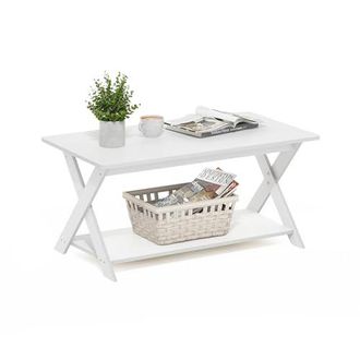 Furinno Simpliste Moderne Table Basse avec Croisée, Blanc