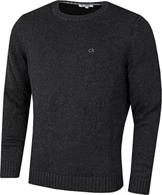 Calvin Klein Mens Chunky Crew Neck Sweater - Charcoal Marl - XL