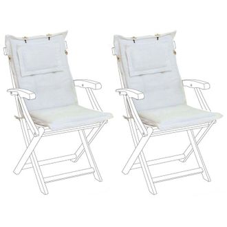 Beliani Beliani - Lot de 2 Coussins dAssise en Tissu Polyester Blanc Cass&eacute; avec Rembourrage en Mousse pour Chaises de Jardin Modernes