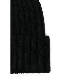 Moncler A9327 Virgin Wool Ribbed Beanie - Black