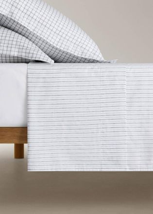Mango Drap plat percale rayures Lit 150/160 cm gris - Home - Lit 150/160 cm - MANGO HOME
