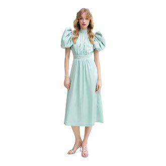 Rotate Midi Puff Sleeve Kleid - - Dresses - Damen - Gr&uuml;n - L