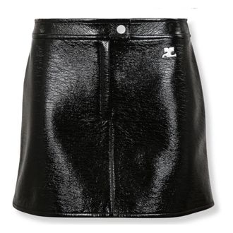 Courr&egrave;ges Reedition Vinyl Minirock - - Skirts - Damen - Schwarzk - S