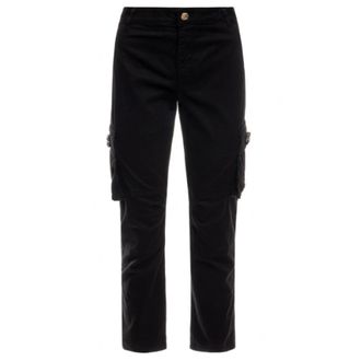Twinset Schwarze Cargo Jeans mit Diamantblumen-Taschen - - Trousers - Damen - Schwarzk - W26
