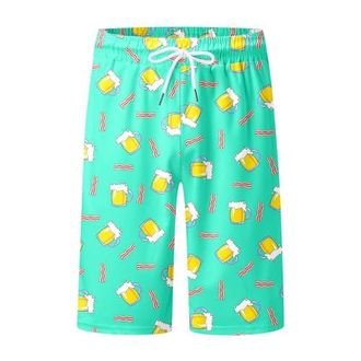 Generic Short court pour homme Oktoberfest - Mode d&eacute;t&eacute; - Respirant - Confortable - Impression chope de bi&egrave;re - V&ecirc;tement d&eacute;contract&eacute; simple, Vert menthe., XXL
