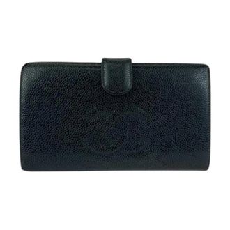Chanel Pre-owned Vintage Coco Mark Leder Langb&ouml;rse - - Pre-owned - Damen - Schwarzk - ONE SIZE