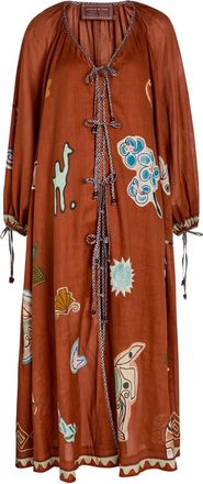 Alemais print tie dress - Braun