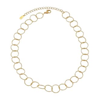 Dansk Copenhagen Vilja Waterproof 18K Gold Plated Round Short Link Necklace - Structured Stainless Steel - Femme - Accessoires - Jaune - Taille: ONE Size