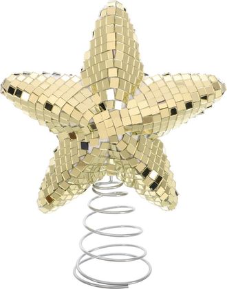 Amosfun Weihnachtsbaumspitze Stern 15cm Glas Spiegelnd Discokugel Baumstern Baumspitze Spitze Weihnachtsbaumschmuck F&uuml;r Festtagsdekoration