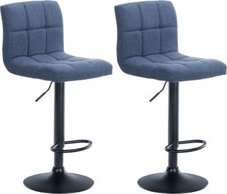 Clp 2er Set Barhocker Calma Stoff I Höhenverstellbarer Barstuhl Mit Metallgestell I Thekenhocker Mit Integrierter Fußstütze, Farbe:blau, Material Gestell: