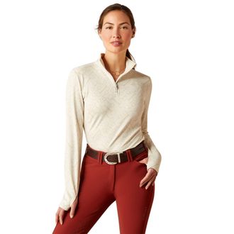 Ariat Womens Prophecy 1/4 Zip Baselayer Top Long Sleeve in Petrified Oak, Size Large, by Ariat