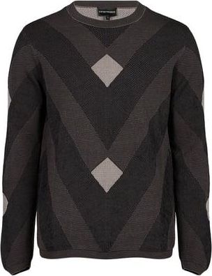 Emporio Armani Pull &agrave; motif jacquard chevrons en coton