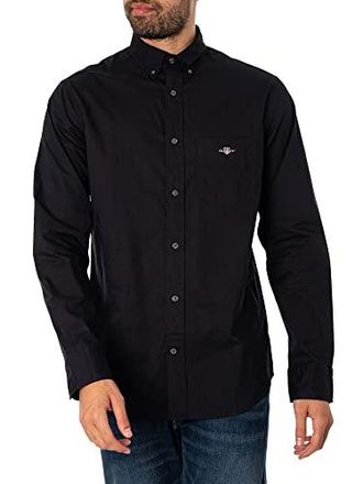 GANT REG Poplin Shirt Chemise en Popeline Regular, Black, XXL Homme