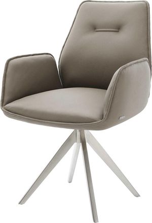 DELIFE Polsterstuhl Zoa-Flex Kreuzgestell kantig Edelstahl Echt-Leder Schlamm Taschenfederkern