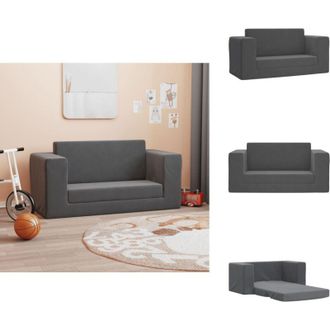 vidaXL Kinder-Schlafsofa 2-Sitzer Anthrazit Weicher Plüsch - Kinder Couch - Kinder Sofa - Schlafsofa - Kuschelbett - Spielplatz