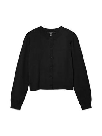 Vero Moda Femme O-Neck Button Vmvicky Noos Cardigan &Agrave; Col Rond avec Bouton, Noir, M EU
