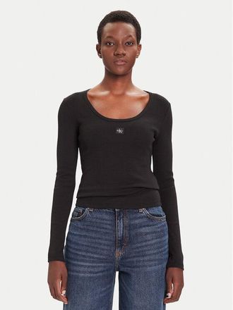 Calvin Klein Jeans Bluse LV047D218G Schwarz Slim Fit