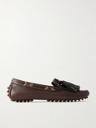 Brunello Cucinelli Loafers Aus Leder Mit Kristallbesetzten Troddeln - Braun