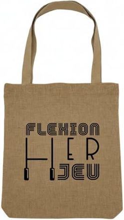 Fabulous Sac Shopping Tote Bag Aspect Lin - Flexion Lier Jeu Rugby Sport Ballon XV - Sac de Courses Toile Epaisse 360g Beige Naturel Cabas Port&eacute; Epaule Solide 