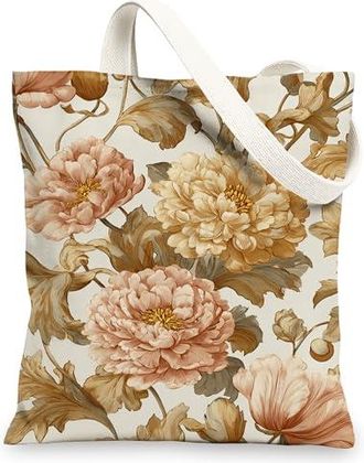 Generic Sacs fourre-tout en toile à motif floral vintage, sacs de courses réutilisables, élégants, légers et lavables avec bandoulière pour salle de sport, ex