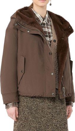 Max Mara Faux Fur-Lined Cotton Jacket - Brown