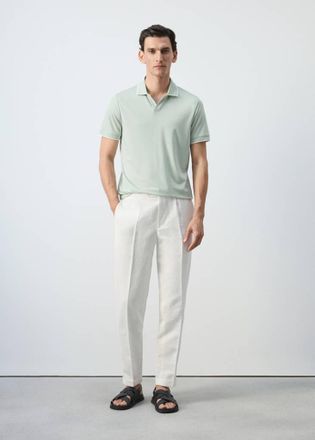 Mango Polo uni coton vert pastel - Homme - XXL - MANGO MAN