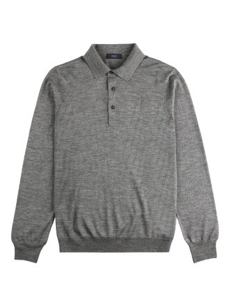 Fay Lang&auml;rmeliges Poloshirt - Grau