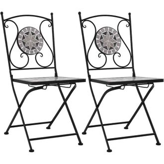 vidaXL Chaises de bistrot mosa&iuml;que lot de 2 Gris Vidaxl