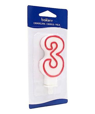 Decora 0316503 KERZE No 3 MIT ROTER RAND H 7,5 CM