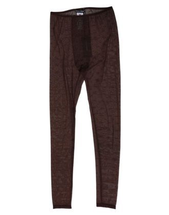 Dolce & Gabbana Womens Nylon Logo Lace Leggings Brown Elastane