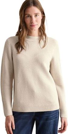Cecil B303137 Pull structur&eacute; Bicolore, Beige perl&eacute;, XXL Femme