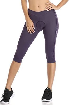 Santic Pantalon Cycliste Femme 3/4 Rembourré Leggings Shorts de Vélo Collants de Cyclisme VTT Coussin Respirant Noir Violet Rose Elastique