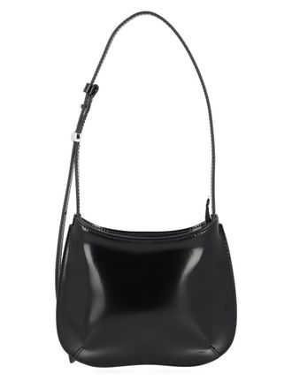 Jacquemus Womens Bisou Shoulder Bag Black Calf Leather