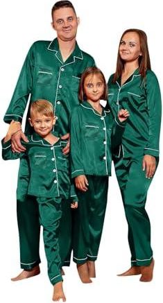Generic Ensemble de pyjama familial de Noël assorti à manches à carreaux avec joli motif imprimé parent (pull maman 2026, Green Men, L