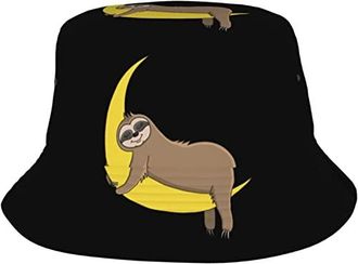 Generic Pliable Chapeau Bob Sloths dorment sur la Lune Pecheur Chapeaux Mode Bonnet de Soleil pour Vacances Hommes Randonnée