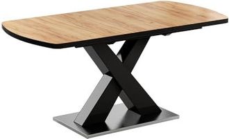 Vicco Table de Salle à Manger Chinto, Noir/chêne Rustique, 120 x 80 cm Extensible