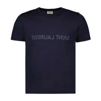 Saint Laurent Reversed Logo T-Shirt - - Tops - Herren - Blau - S