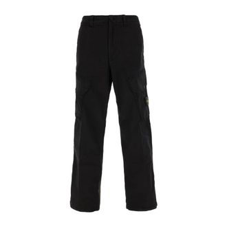 Stone Island Compass Logo Patch Nylon Straight Leg Pants - - Trousers - Herren - Schwarzk - W33