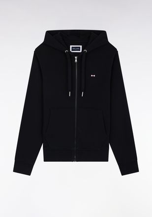 Eden Park Sweatshirt Zipp&eacute; En Molleton Coton Noir Coupe Droite