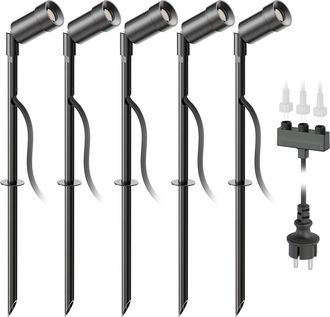 LEDs Com LED Gartenstrahler Spico schwarz mit Erdspieß für außen IP44 je 125lm kalt-weiß 5er Set