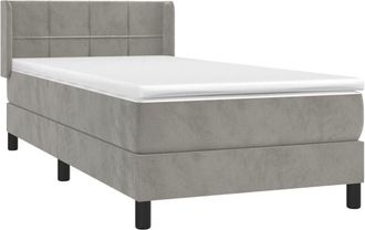 vidaXL Boxspringbett mit Matratze Hellgrau 80x200 cm Samt Vidaxl