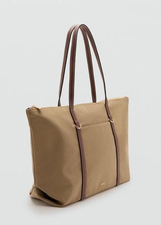 Mango Shopper-Bag mit Doppelhenkel beige - Damen - Einheitsgr&ouml;&szlig;e - MANGO