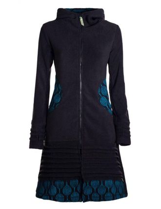 vishes Kapuzenfleecejacke Damen Kapuzenjacke lang Fleece Hippiemantel &Uuml;bergangsjacke Hoodie, Retro Style, Alternative Bekleidung