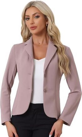 Allegra K Blazer Femme de Business à Col Revers Veste de Costume à Manches Longues Rose-Mauve L